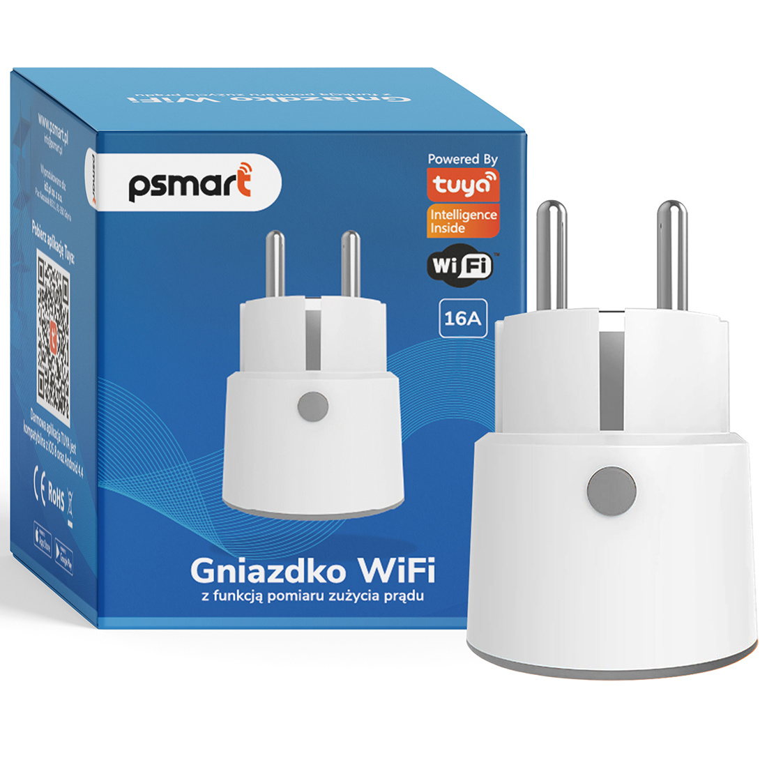 Inteligentne gniazdko WiFi Pomiar zużycia prądu 16A EU | Tuya \ Gniazda